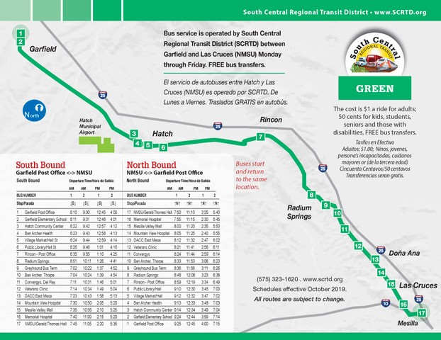 New Green Route – Hatch Bus Service – South Central Regional Transit